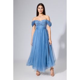 Rochie de ocazie premium din tull cu paiete Desdemona Indigo | 749 Lei ...