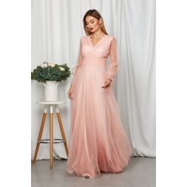Rochie Dinasty Peach 469 lei Rochie de ocazie lunga din tull