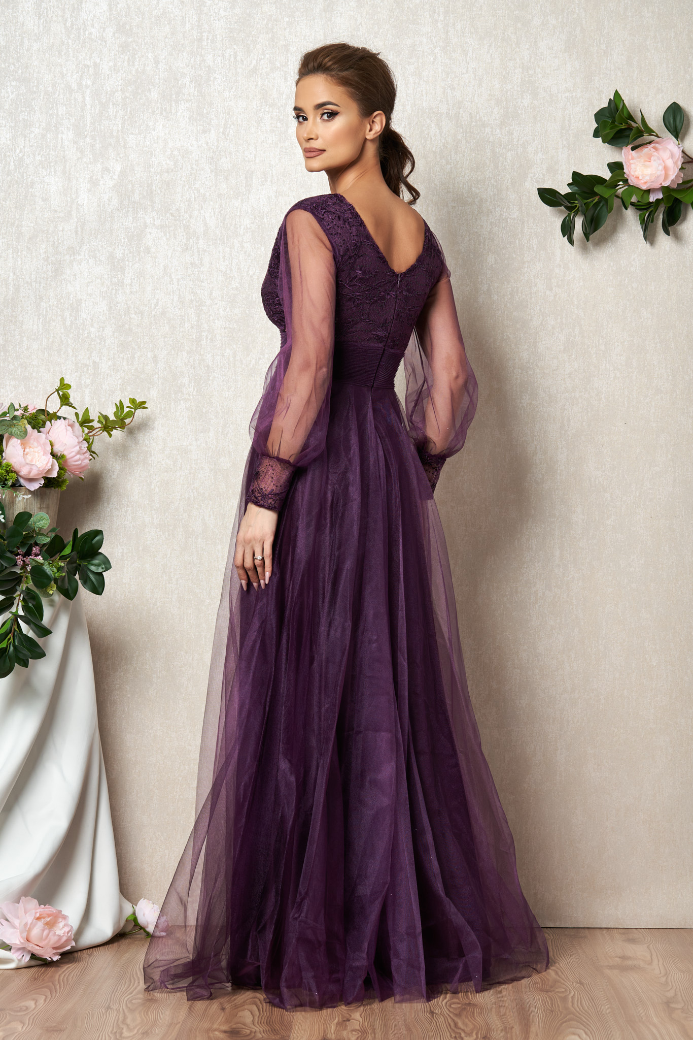 Rochie Dinasty Violet 469 lei Rochie de ocazie lunga din tull