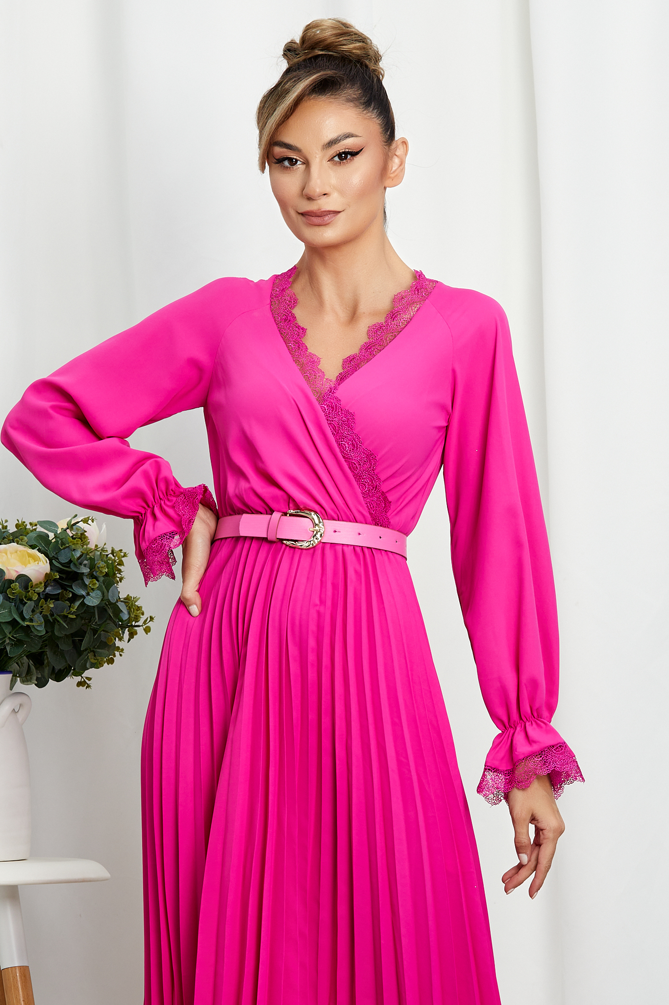 Rochie Gretel Ciclam 309 lei | Rochie eleganta cu pliuri | Zonia