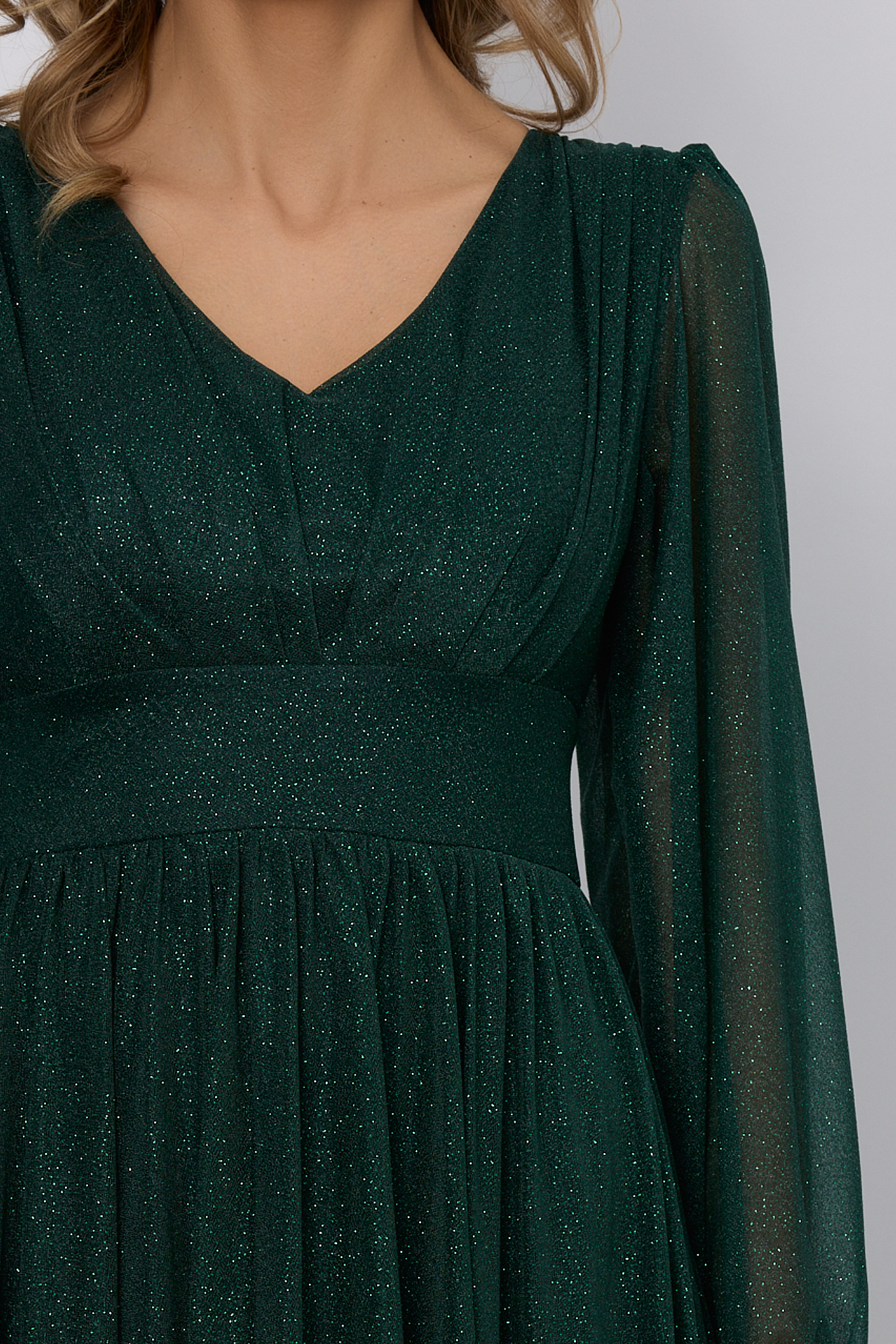 Rochie de ocazie din voal cu glitter Wilma Verde 299 lei Rochie ...
